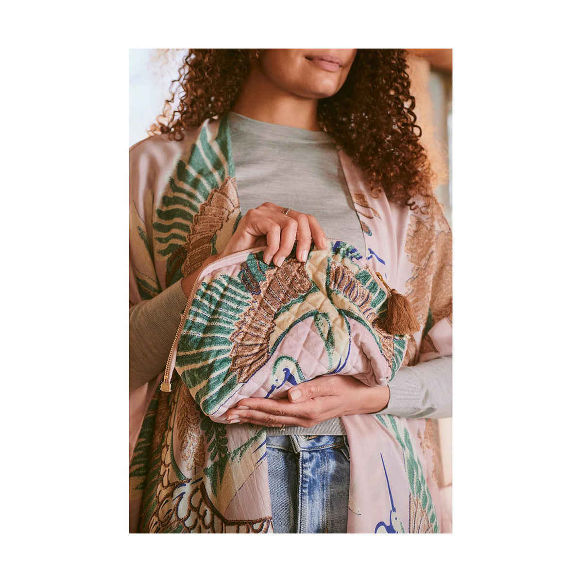 Crane Plaster Pink Velvet Pouch– Ashmolean Museum