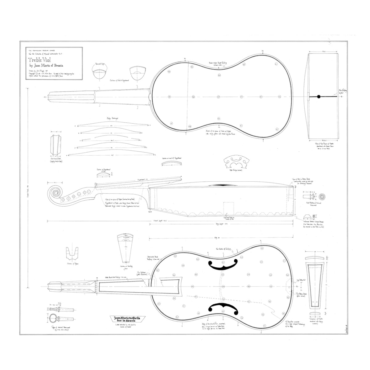 No. 1 Treble Viol by Giovanni Maria of Brescia Print– Ashmolean Museum