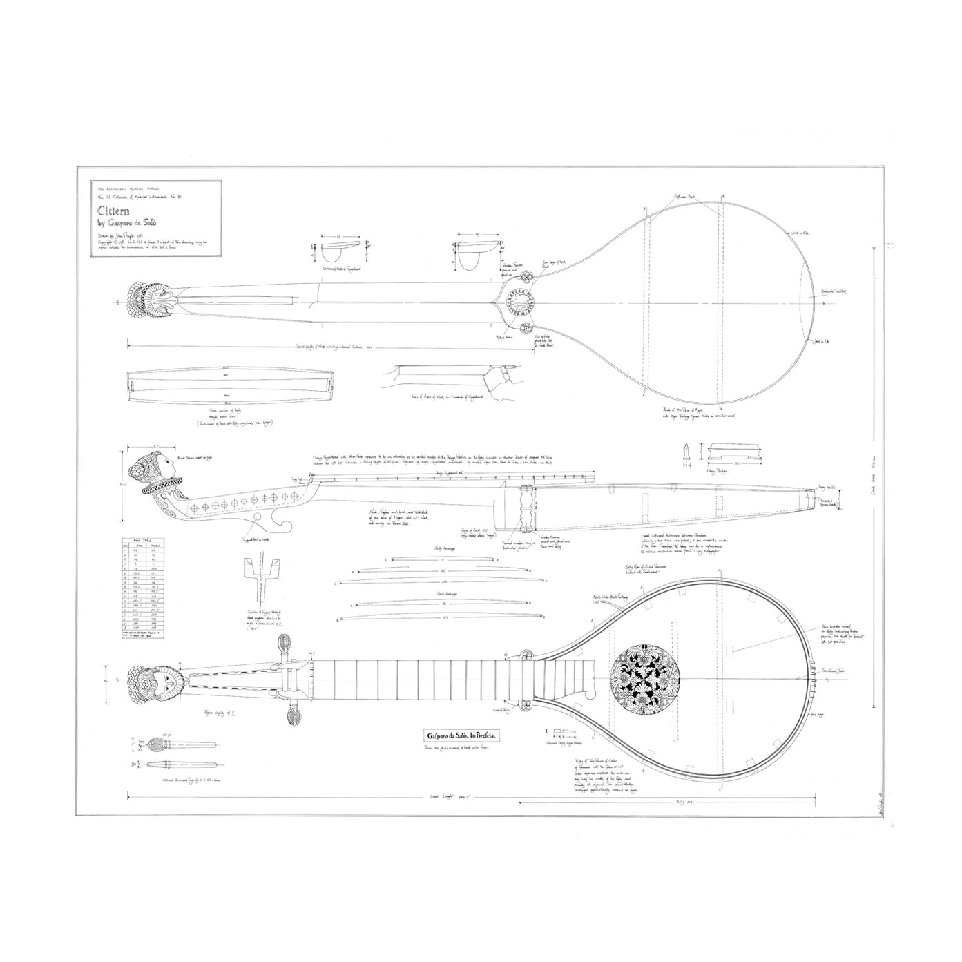 No. 32 Cittern 17th Century Italian Print– Ashmolean Museum