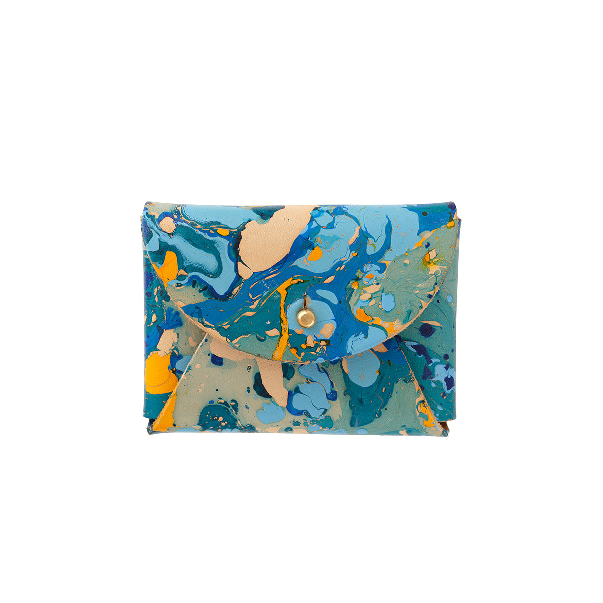 Turquoise, Blue and Yellow Marbled Leather Card Purse– Ashmolean Museum
